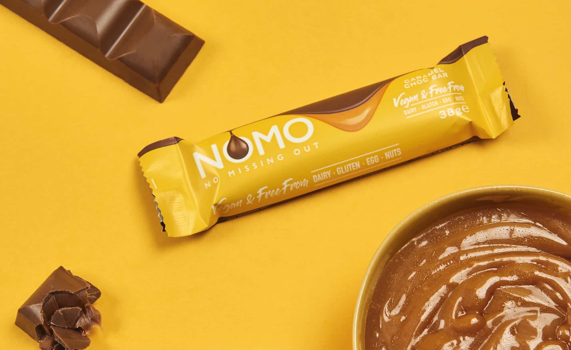 NOMO Caramel: Der erste vegane Schokoriegel mit Karamellkern in ...