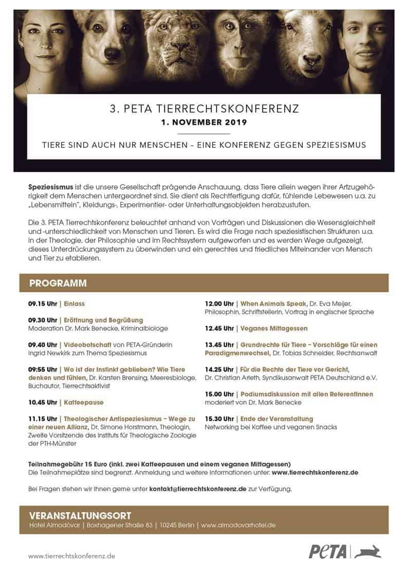 Einladung zur 3. PETA Tierrechtskonferenz 1. November 2019 Berlin ...